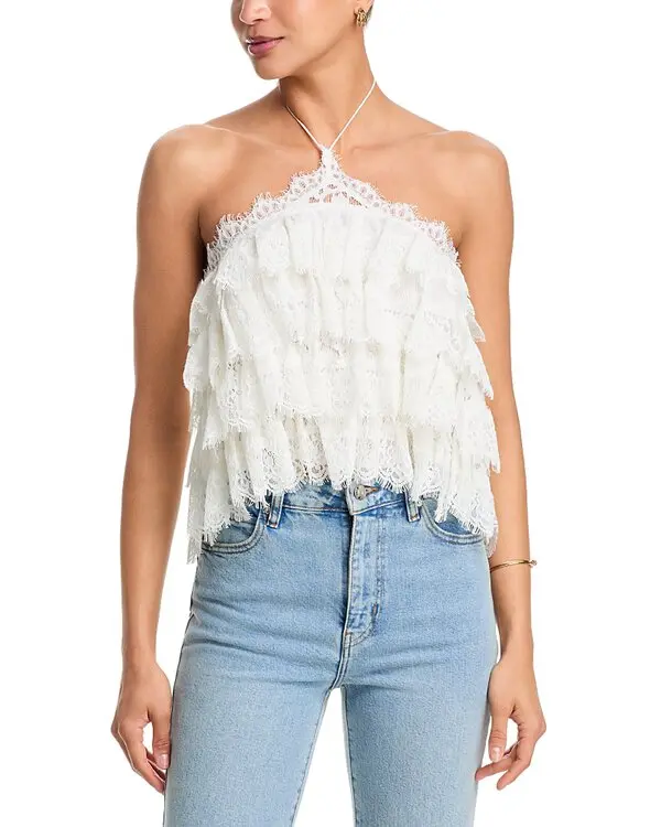 Ronny Kobo Ophelia Tiered Lace Halter Top