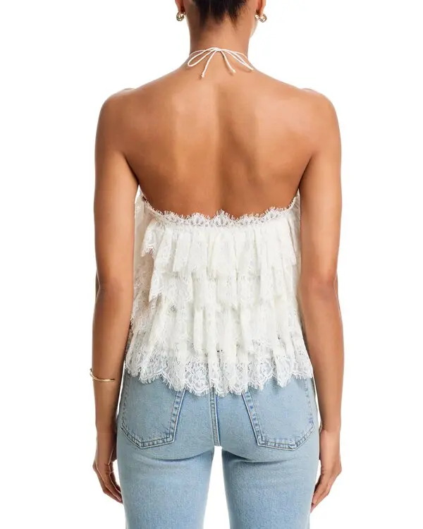 Ronny Kobo Ophelia Tiered Lace Halter Top