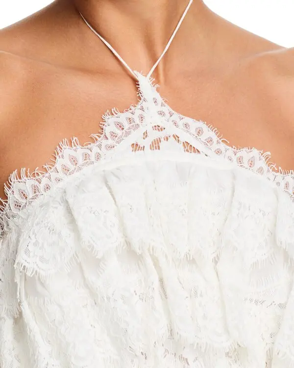 Ronny Kobo Ophelia Tiered Lace Halter Top