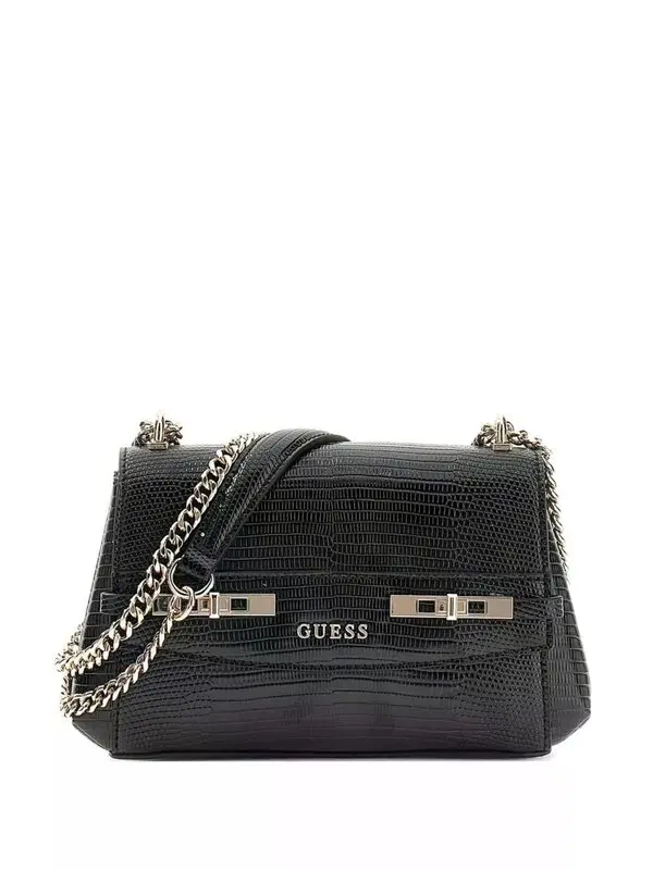 Guess Mini Melinda Lizard-effect Cross Body Bag - Black