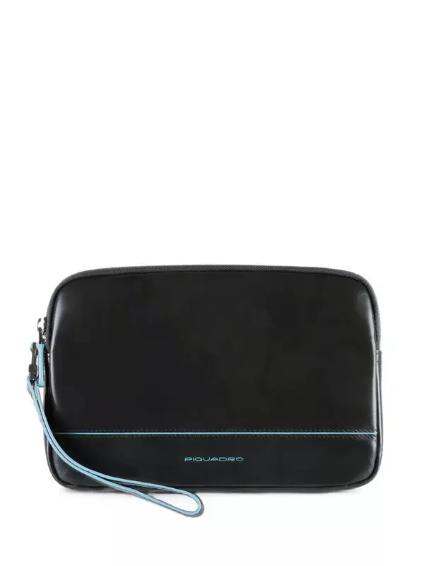 PIQUADRO Leather Wristlet Clutch - Black