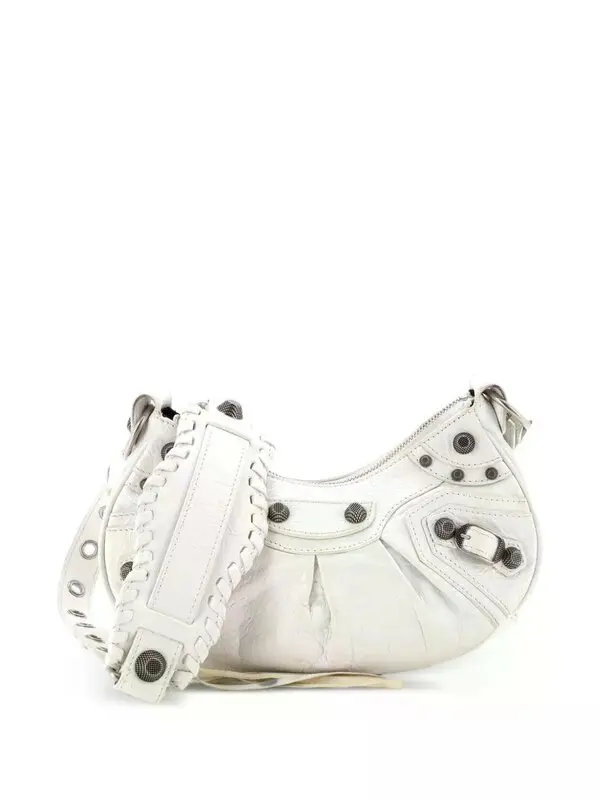 Balenciaga Le Cagole Giant Studs Xs Hobo Bag - White