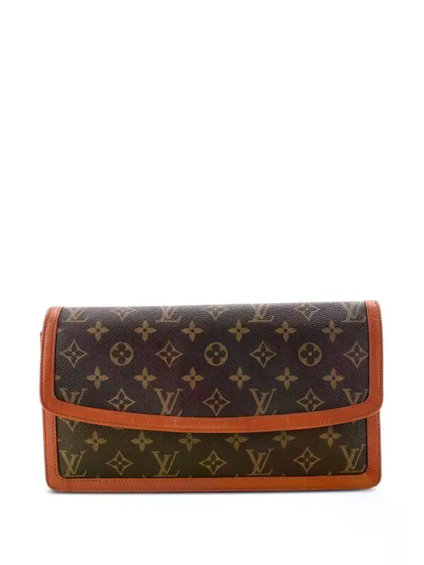 LOUIS VUITTON Dame Pochette Monogram Canvas Gm Clutch Bag - Brown