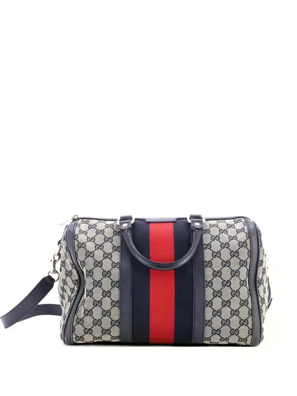 Gucci Vintage Web Boston Bag Gg Canvas - Blue