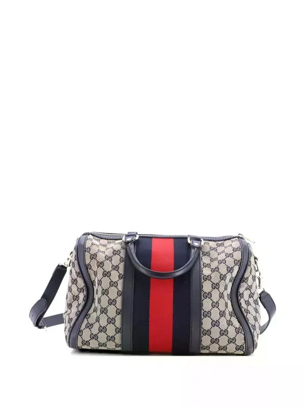 Gucci Vintage Web Boston Bag Gg Canvas - Blue