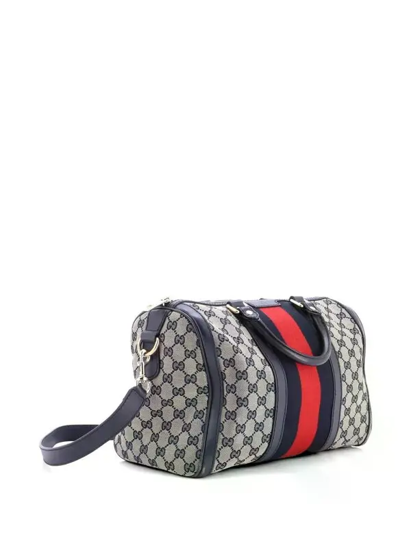 Gucci Vintage Web Boston Bag Gg Canvas - Blue