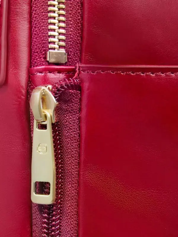 PIQUADRO Logo-lettering Leather Backpack - Red