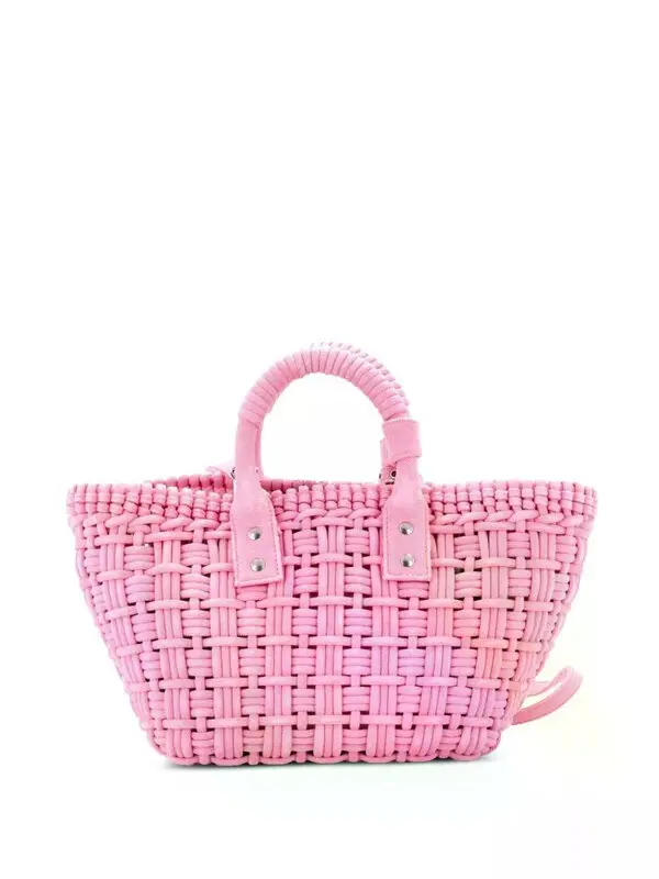Balenciaga Bistro Panier Woven Denim Xs Tote Bag - Pink