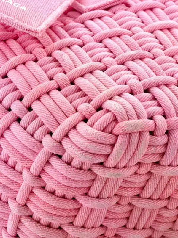 Balenciaga Bistro Panier Woven Denim Xs Tote Bag - Pink