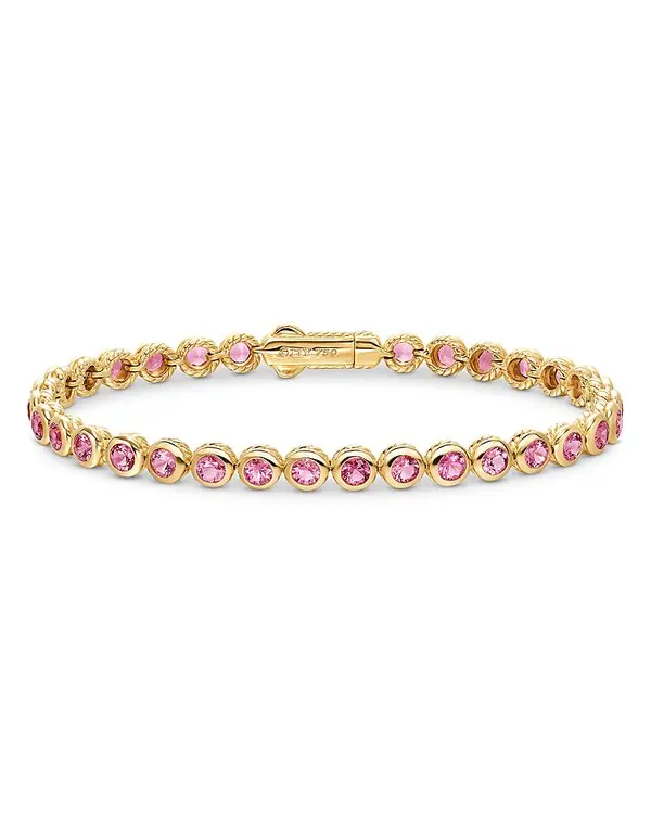 David Yurman Bezel Set Tennis Bracelet In 18k Yellow Gold With Pink Tourmalines, 4.7mm - Pink/gold