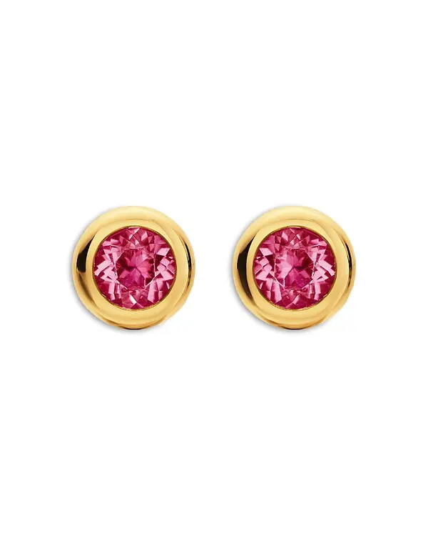 David Yurman 18k Yellow Gold Stud Earrings With Pink Tourmalines - Pink/gold