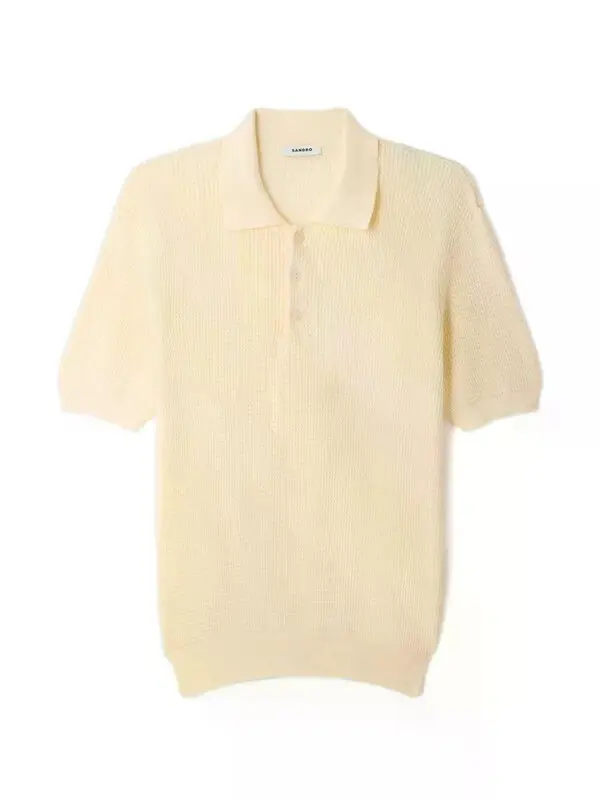 Sandro Waffle-texture Cotton Polo - Neutrals