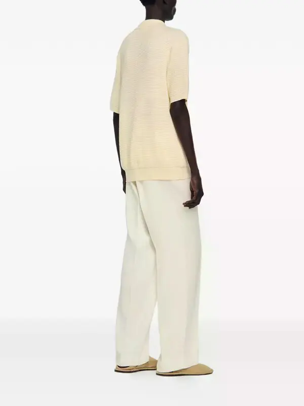 Sandro Waffle-texture Cotton Polo - Neutrals