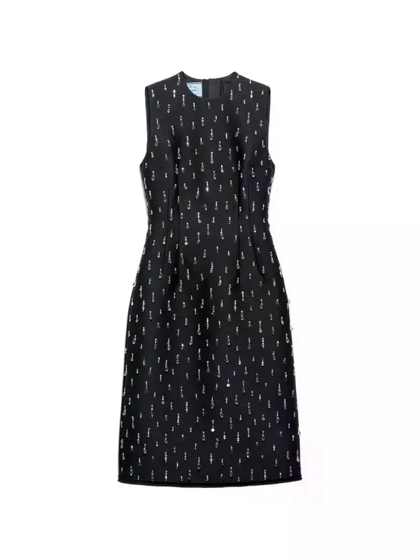 Prada Embroidered Scuba Sheath Dress