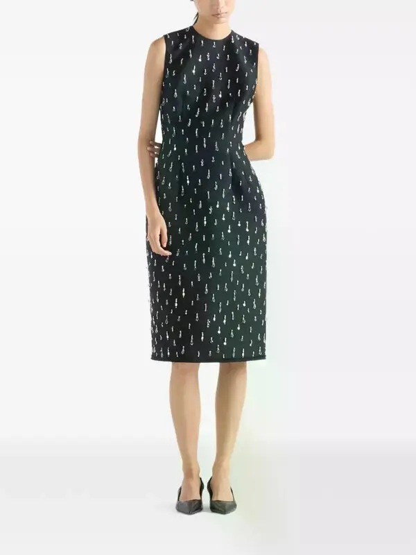 Prada Embroidered Scuba Sheath Dress