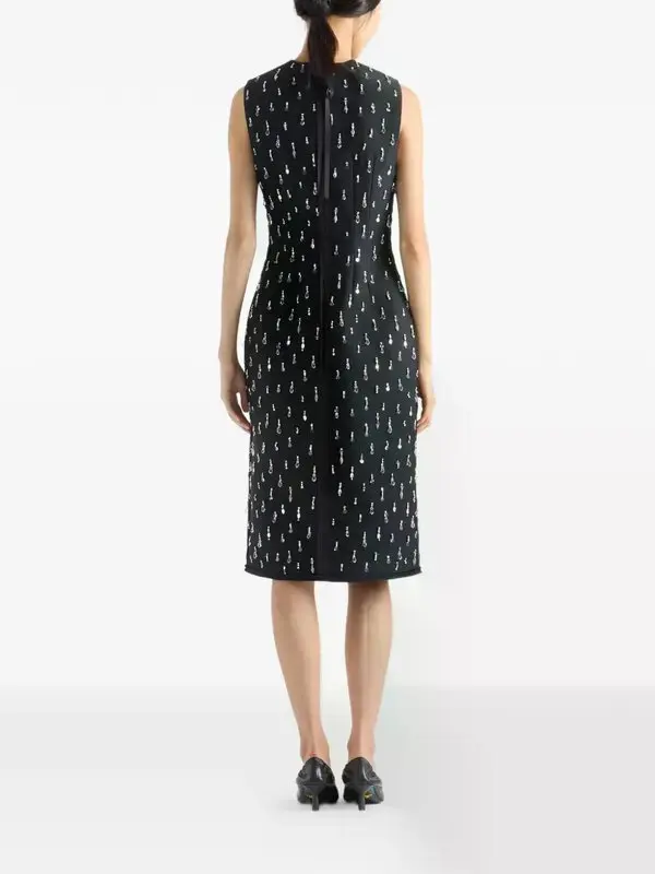 Prada Embroidered Scuba Sheath Dress