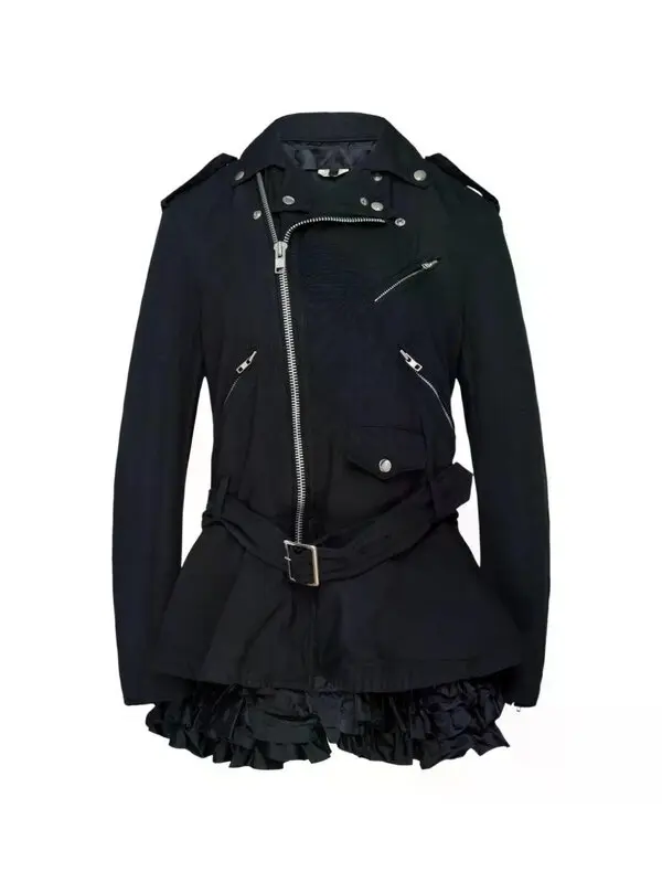 Comme Des Garçons Ruffled Belted Biker Jacket