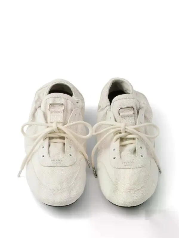 Prada Collapse Denim Sneakers - Neutrals