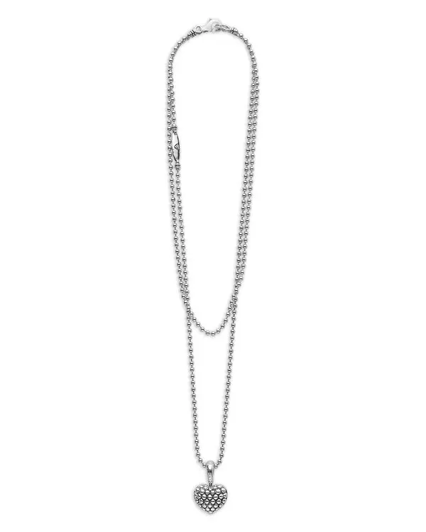 Lagos Sterling Caviar Beaded Heart Pendant Necklace