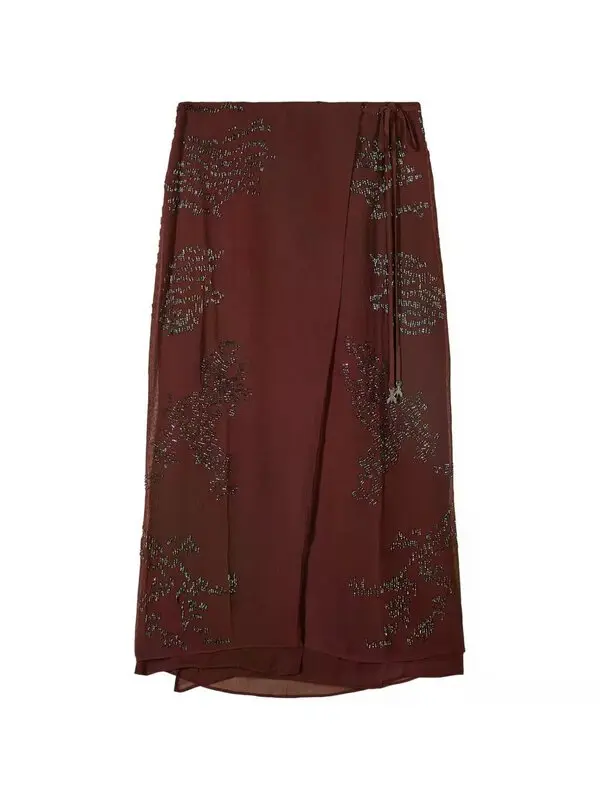 Patrizia Pepe Hand-embroidered Wrap Skirt
