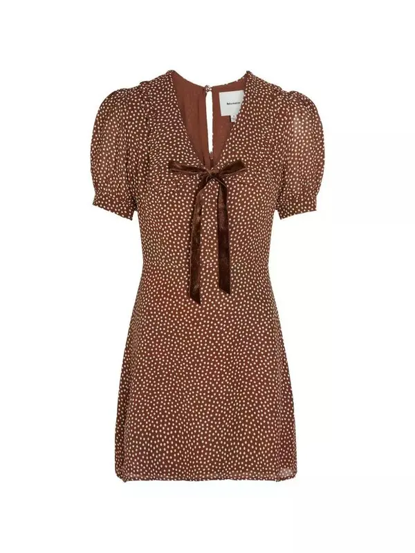 REFORMATION Polka-dot Ruffled Mini Dress - Brown