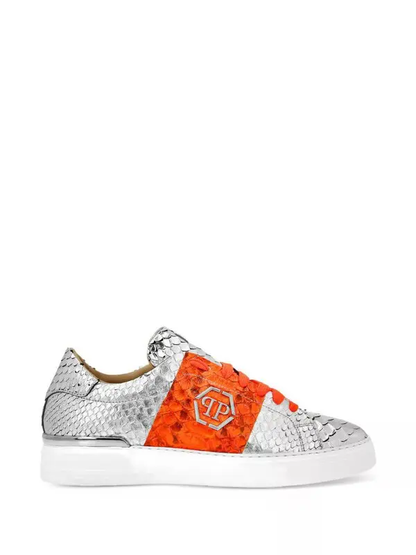 Philipp Plein Leather Sneakers - Silver