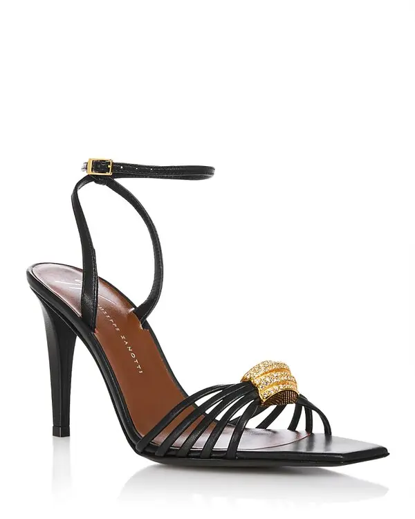 GIUSEPPE ZANOTTI Embellished Leather Sandals - Nero