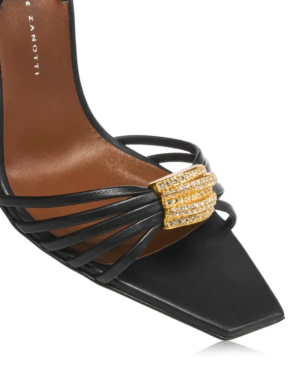 GIUSEPPE ZANOTTI Embellished Leather Sandals - Nero
