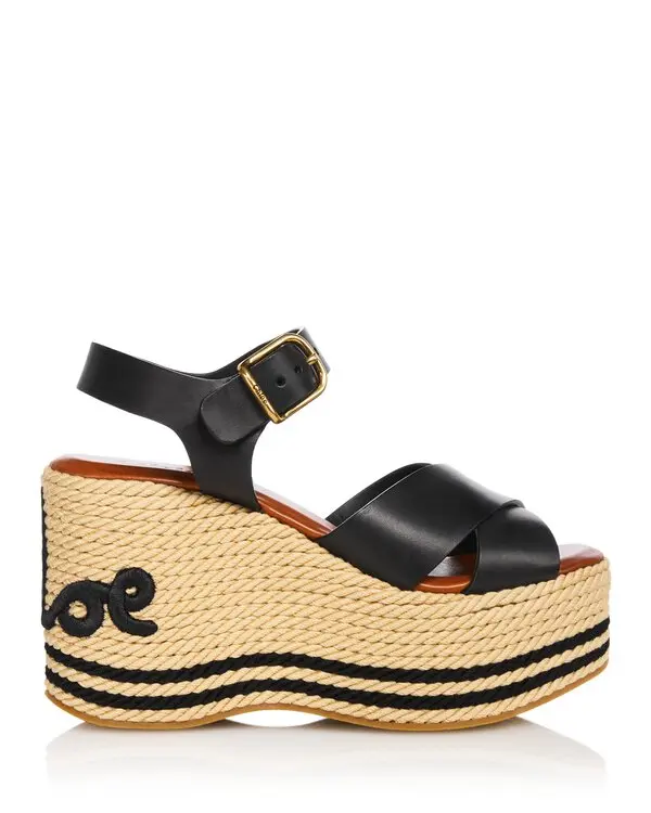Chloé Sand Platform Wedge Sandals - Black/white