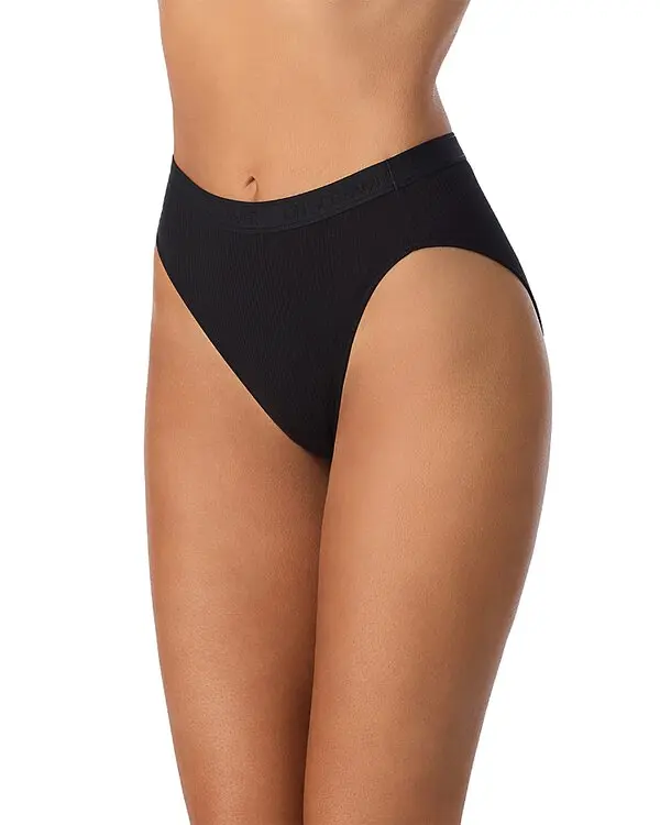 ON GOSSAMER Cabana Rib Hi Cut Brief - Black