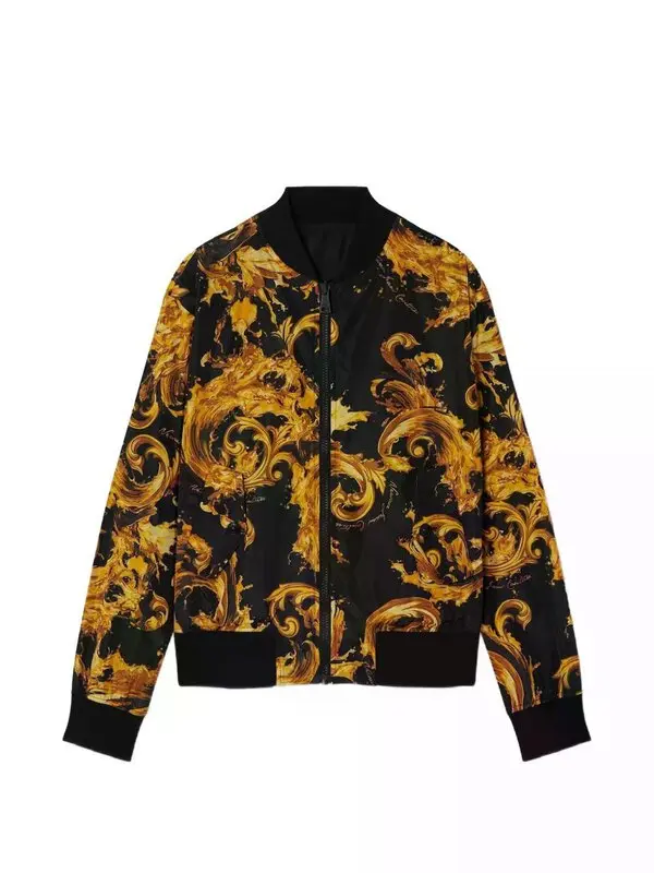 Versace Reversible Baroque-print Bomber Jacket - Black