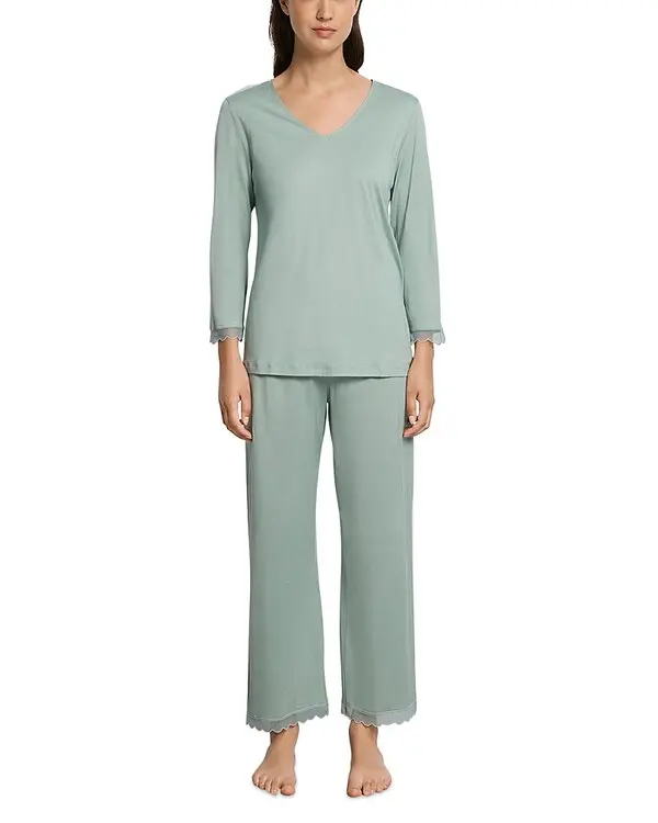 Hanro Inaya Long Pajama Set - Dark Seafoam