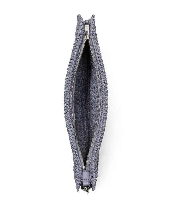 Tory Burch Ella Hand Crochet Straw Pouch - Gray