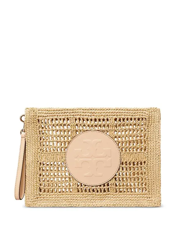 Tory Burch Ella Hand Crochet Straw Pouch - Natural