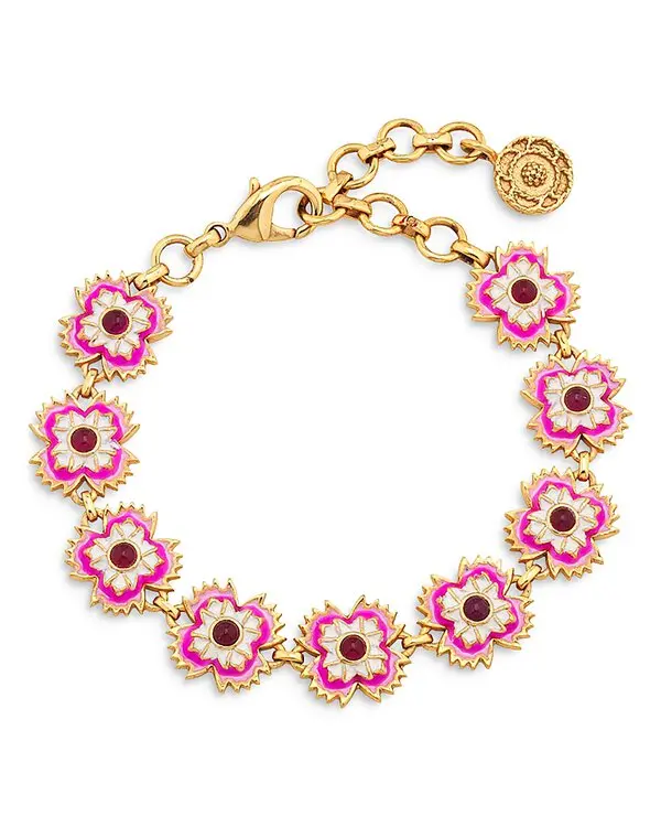 CAPUCINE DE WULF Dianthus Enamel And Jade Bracelet - Pink