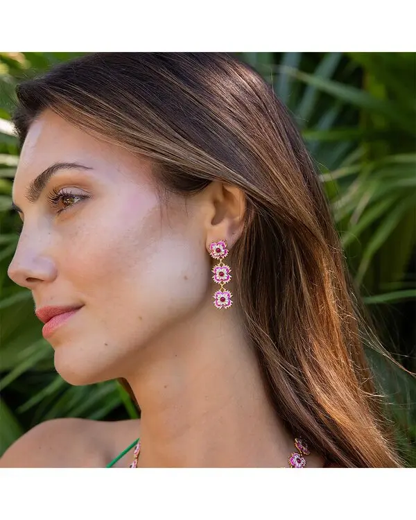 CAPUCINE DE WULF Dianthus Enamel And Jade Drop Earrings