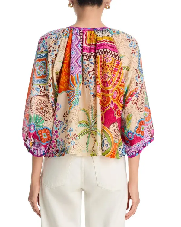 Johnny Was Michaella Printed Peasant Blouse