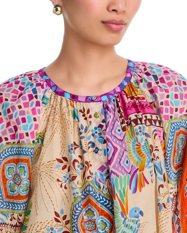 Johnny Was Michaella Printed Peasant Blouse