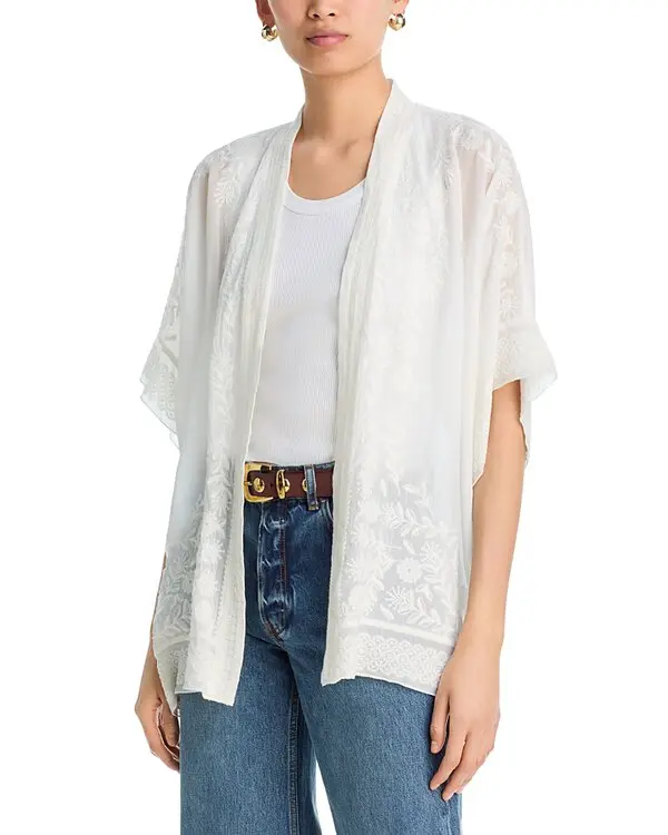 Johnny Was Calla Embroidered Kimono - White