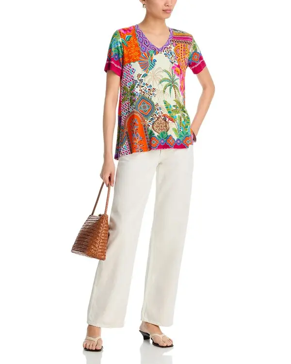 Johnny Was The Janie Favorite Short Sleeve V Neck Swing Tee