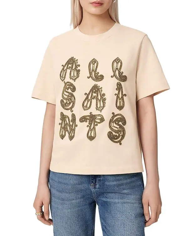 ALLSAINTS Ella Embellished Lisa Tee - Dove White