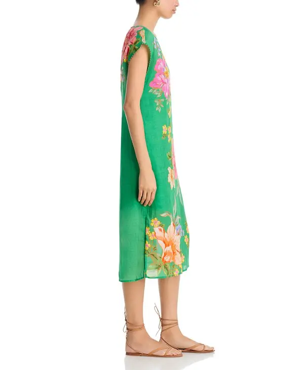 Johnny Was Printed Side Slit Shift Dress