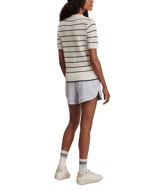 Varley Wren Knit Polo Sweater - White / Blue