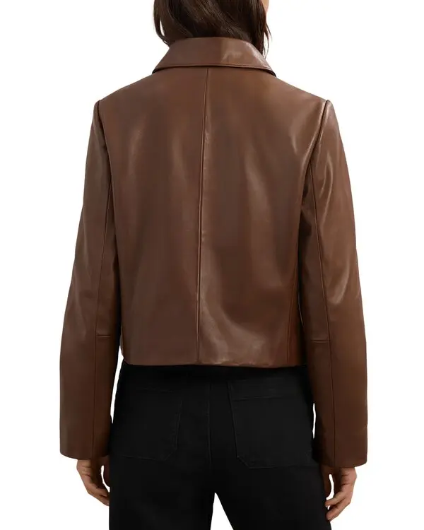 REISS Drew Leather Cropped Jacket