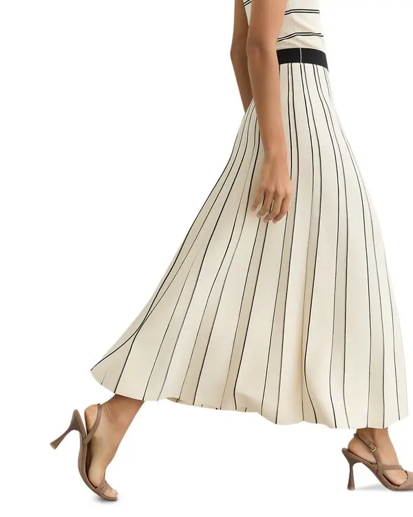 REISS Mallory Stripe Midi Dress - Ivory/black
