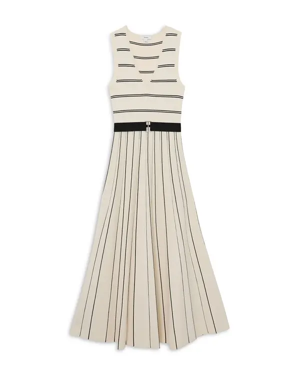 REISS Mallory Stripe Midi Dress - Ivory/black