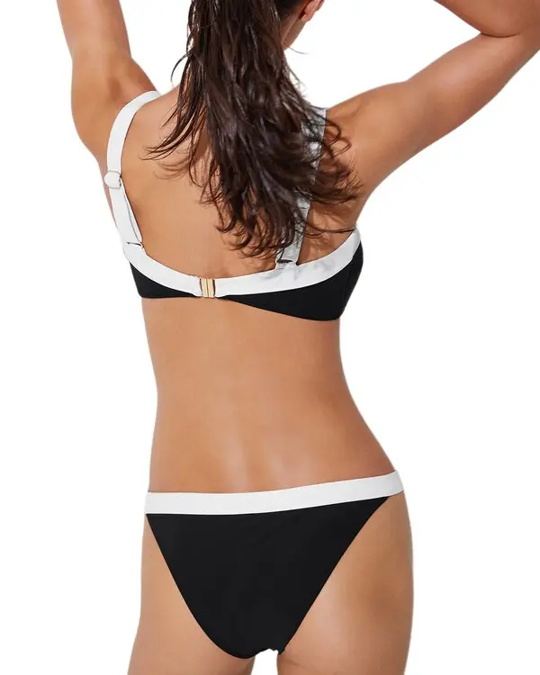 REISS Abby Color Blocked Bikini Top - Black/ivory