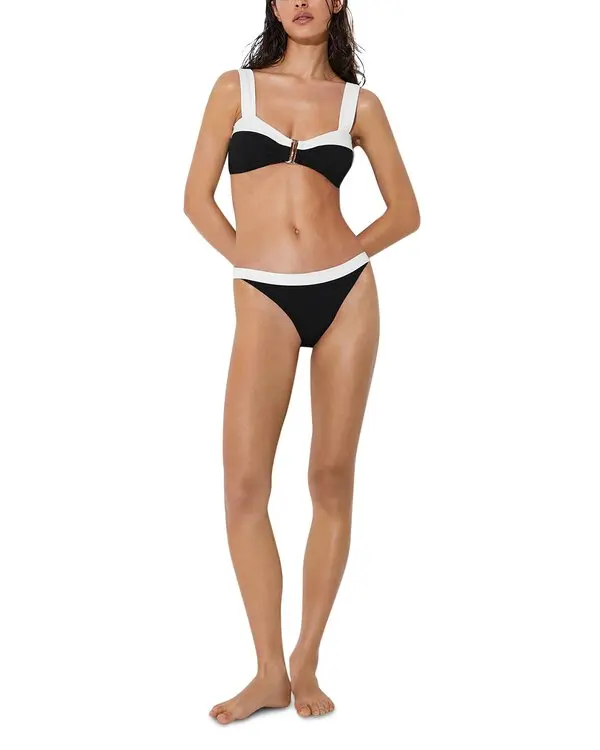 REISS Abby Color Blocked Bikini Bottom - Black/ivory