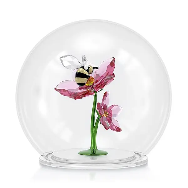 SWAROVSKI Idyllia Collection Glass Ball Bee And Flower Crystal Figurine - White
