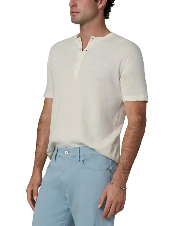 Joe's Jeans Short Sleeve Linen & Cotton Henley - Egret